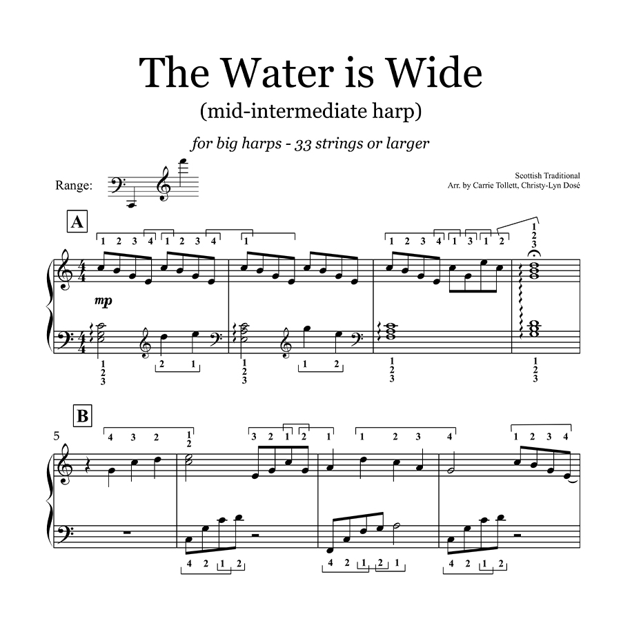 The Water Is Wide (Mid-Intermediate) Sheet Music – Learning the Harp