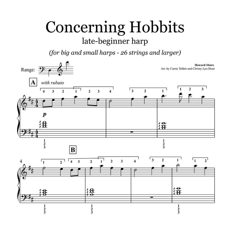 Concerning Hobbits (Late-Beginner) Sheet Music – Learning the Harp