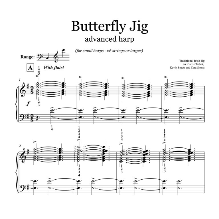 Butterfly Jig (Advanced) Sheet Music – Learning the Harp