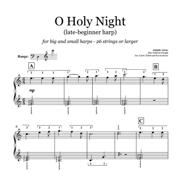 O Holy Night (Late-Beginner) Sheet Music – Learning the Harp
