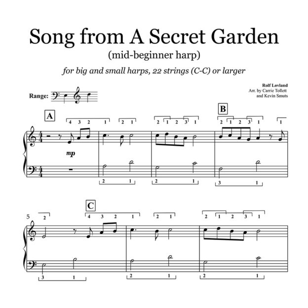 Song From A Secret Garden (Mid-Beginner) Sheet Music – Learning the Harp